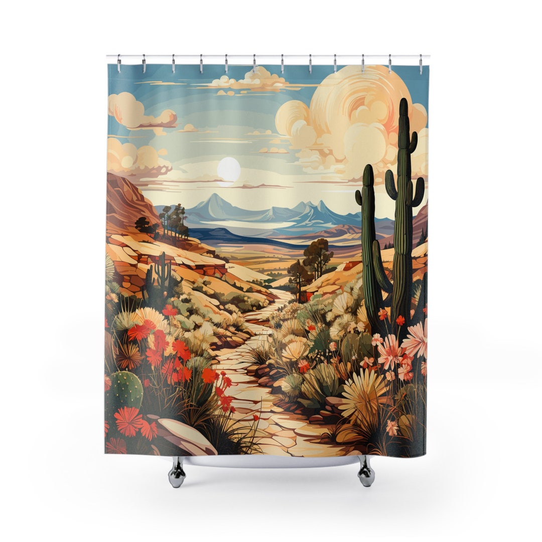 Arizona Desert Shower Curtain | Boho Landscape Shower Curtain ...