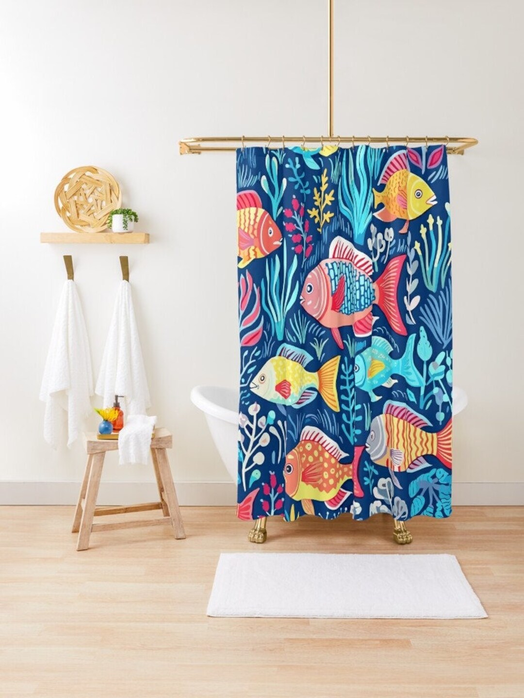 Colorful Tropical Fish Shower Curtain | Ocean Shower Curtain | New Home ...