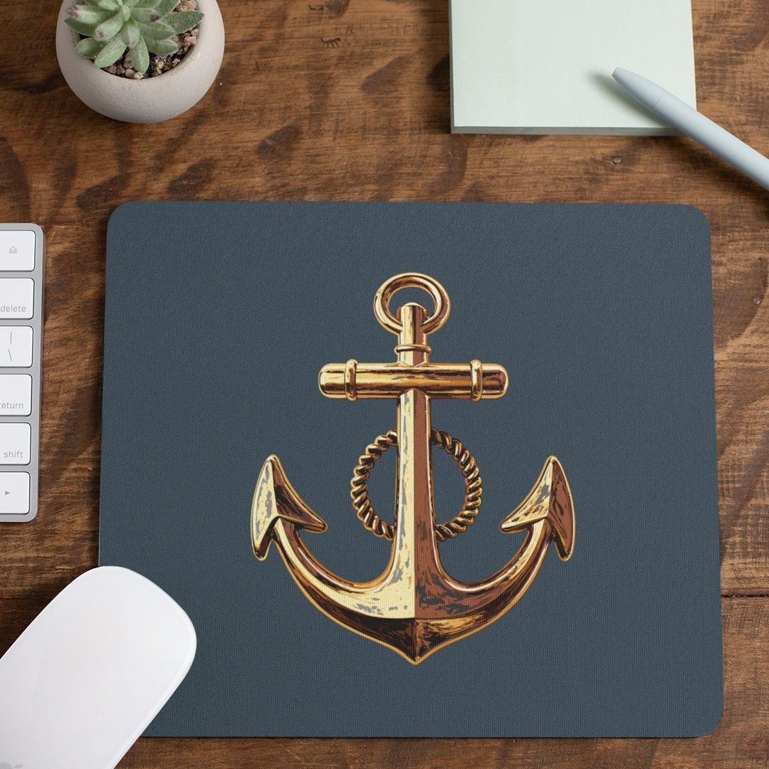 Golden Anchor Mousepad | New Office Mouse Pad | Cool Print | Fun ...