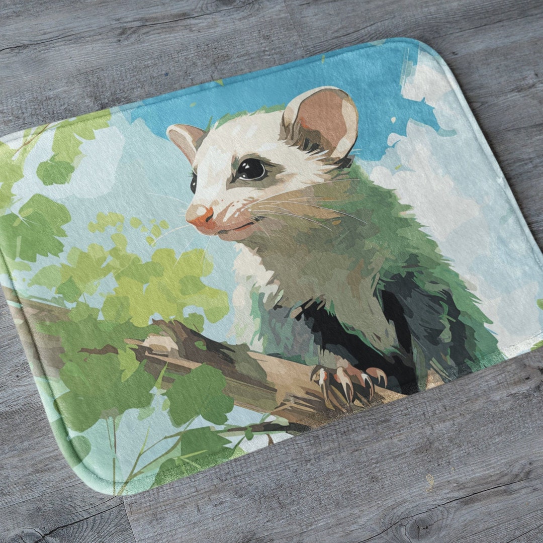 Cute Opossum Memory Foam Mat | Microfiber Bath Mat for Bathroom ...