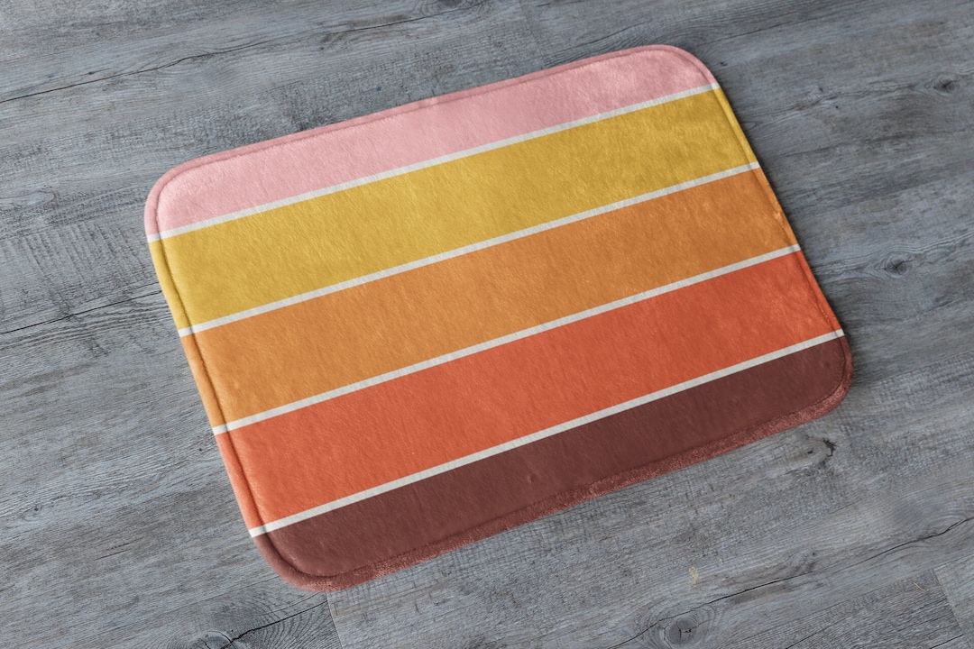 70s Stripes Memory Foam Mat | Vintage Colors Microfiber Bath Mat for ...