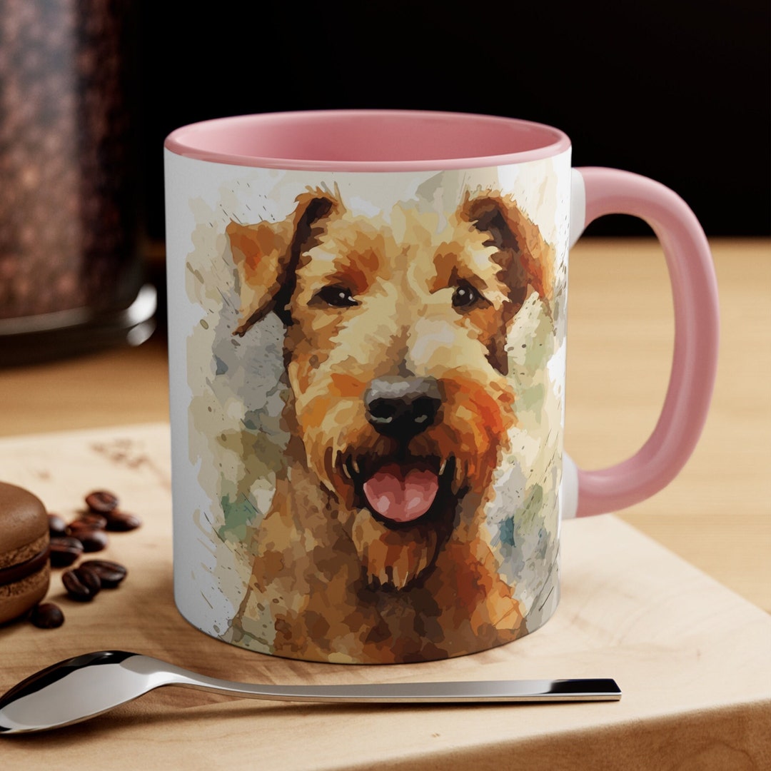 Airedale Terrier Watercolor Mug | Pet Terrier Coffee Mug | Black or ...