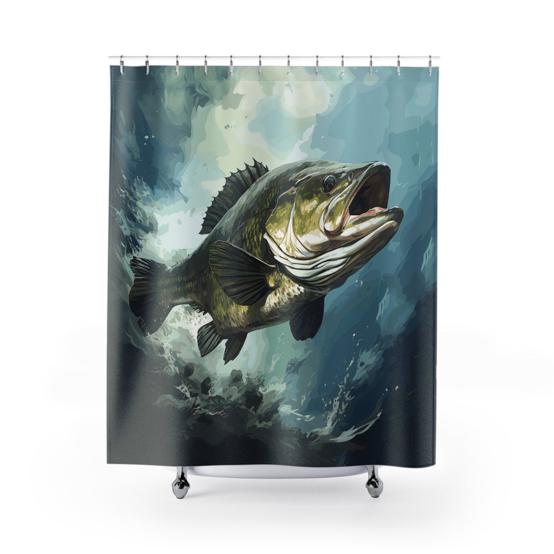 Largemouth Bass Shower Curtain | Freshwater Fish Style Shower Curtain ...