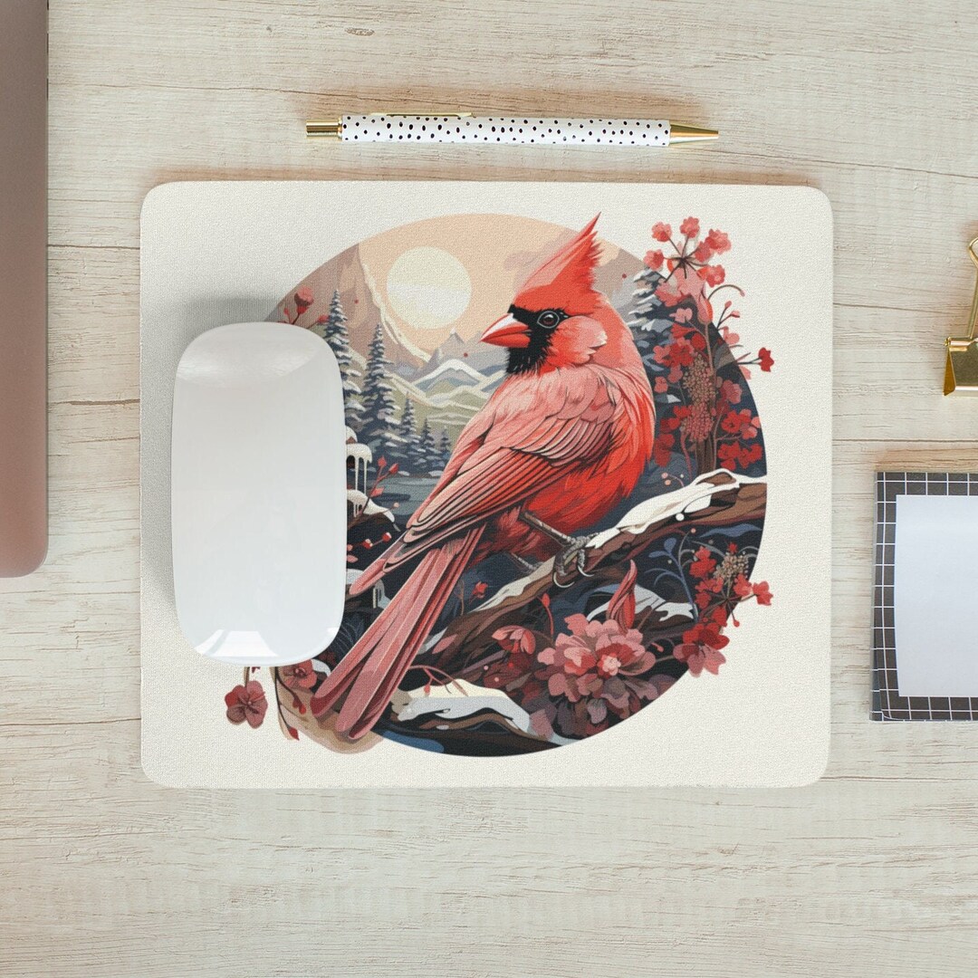 Winter Red Cardinal Mousepad | New Office Mouse Pad | Cool Print | Fun ...