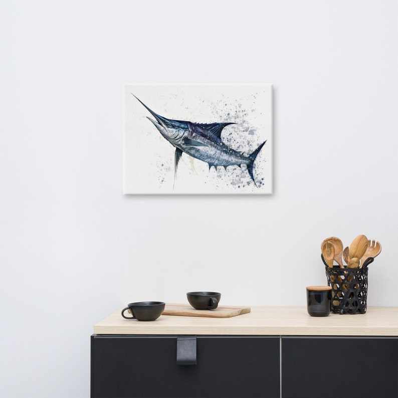 Swordfish Wall Art Canvas for Fisherman Birthday Gift Grandfather ...