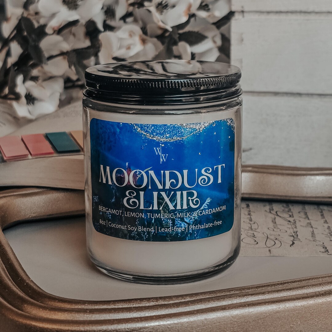Moondust Elixir | Magical Fantasy Inspired Bookish Candle - Coconut Soy Blend Wax - No Smoke ...