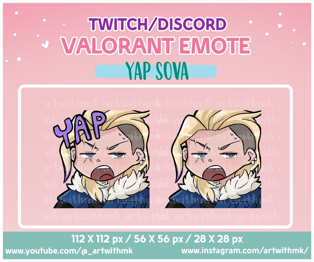 TWO EMOTES Valorant YAP Sova Emote for Twitch / Discord - Kawaii, Cute ...