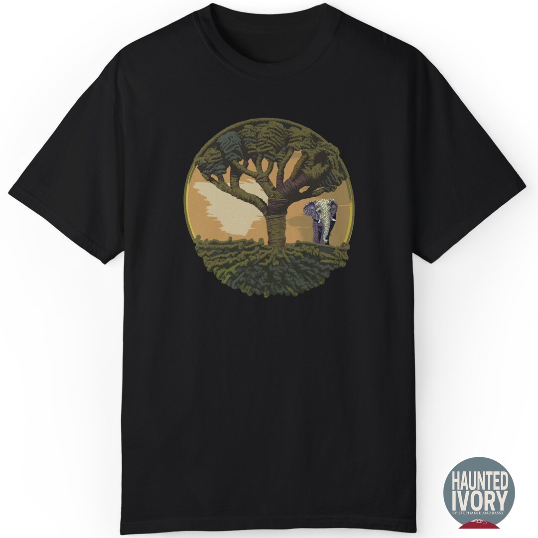 Baby Elephant's Macrame Baobab Tree of Life | Cotton Garment-dyed Tee ...