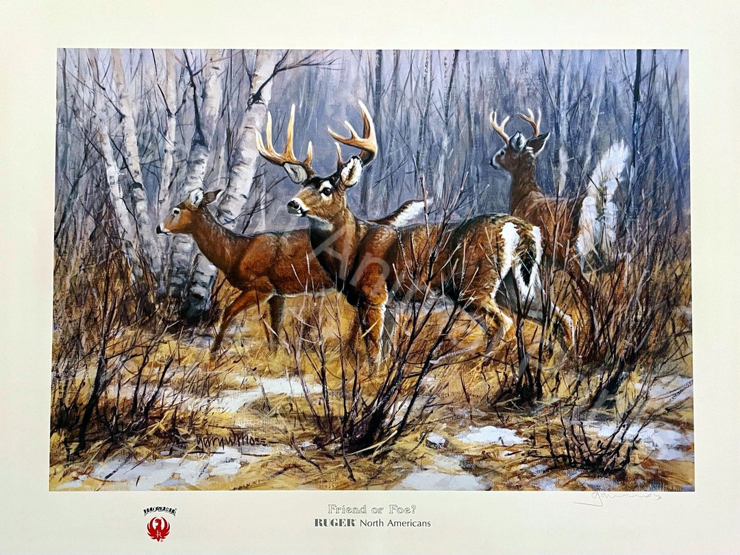 Friend or Foe by Garry W. Moss – Deer in Aspen Forest – Wall Art ...