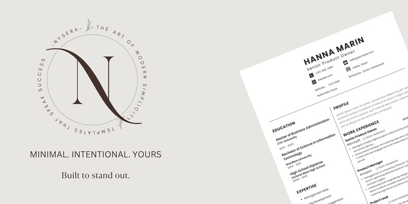 Sleek Resume Template for Canva - Etsy