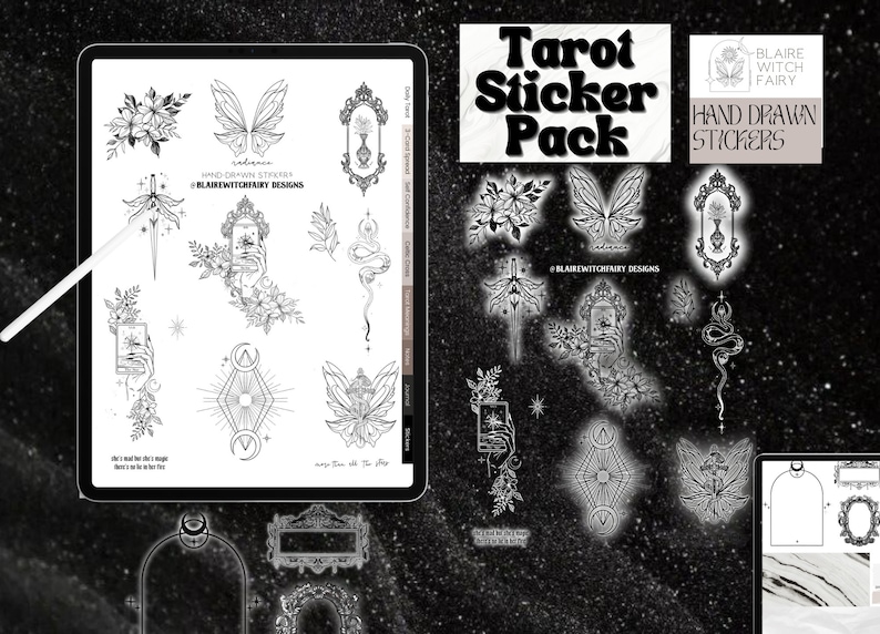 Stickers Witchy Tarot Stickers Digital Tarot Art Tarot Card Stickers ...