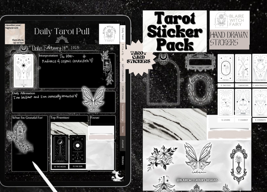 Stickers Witchy Tarot Stickers Digital Tarot Art Tarot Card Stickers ...