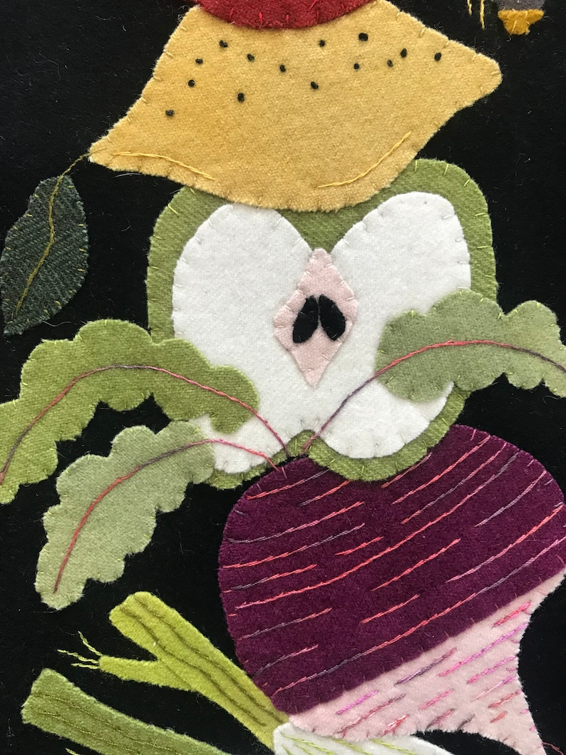 Wool Appliqué Pattern “garden Goodies” Wall Hanging - Etsy