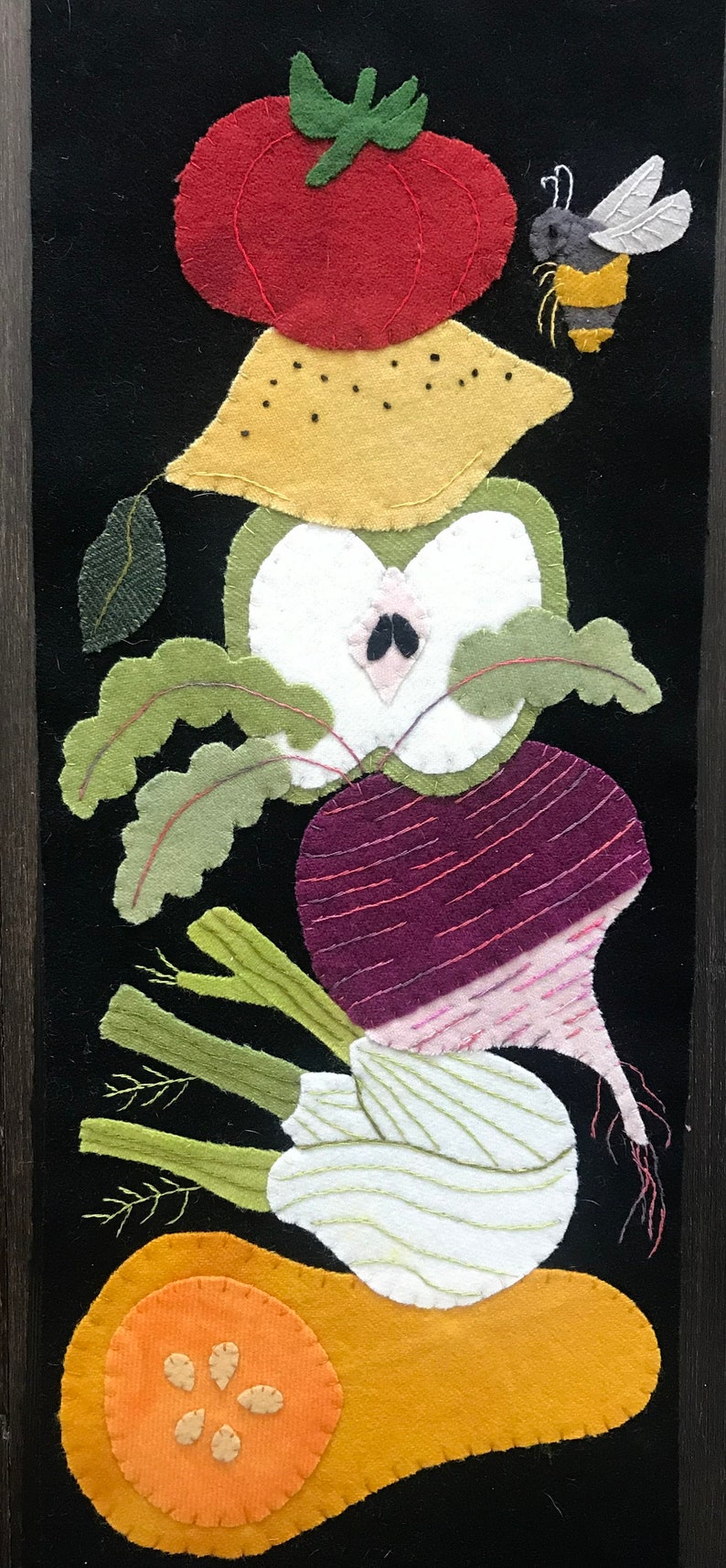 Wool Appliqué Pattern “garden Goodies” Wall Hanging - Etsy