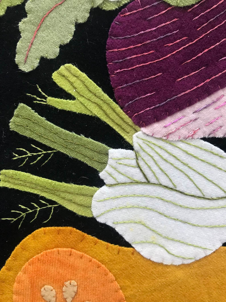 Wool Appliqué Pattern “garden Goodies” Wall Hanging - Etsy