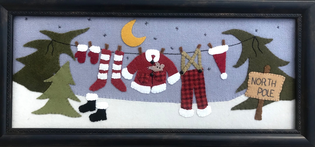 Wool Applique Pattern “winter Woolies” Wall Hanging - Etsy