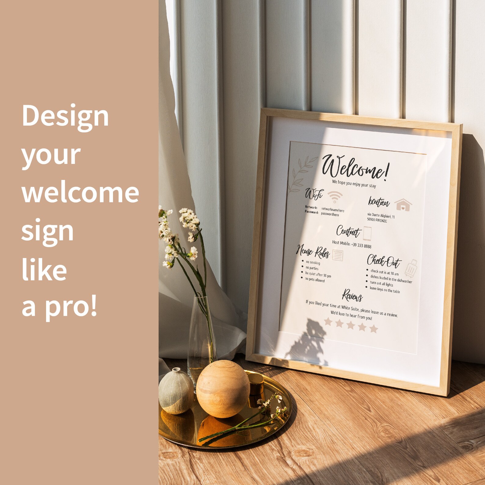 Airbnb Welcome Sign, Editable Super Host Welcome Sign Canva Template ...