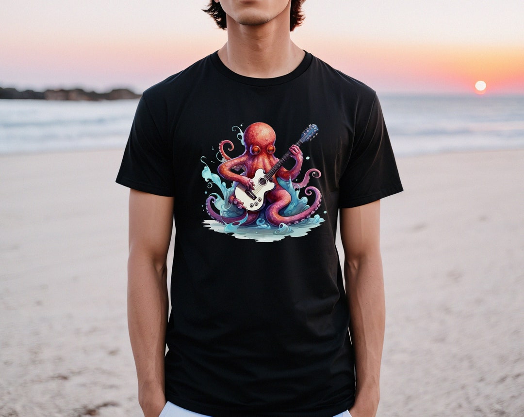 Octopus T-shirt, Guitar Shirt, Octo Rock Shirt, Grunge Shirt, Graphic ...