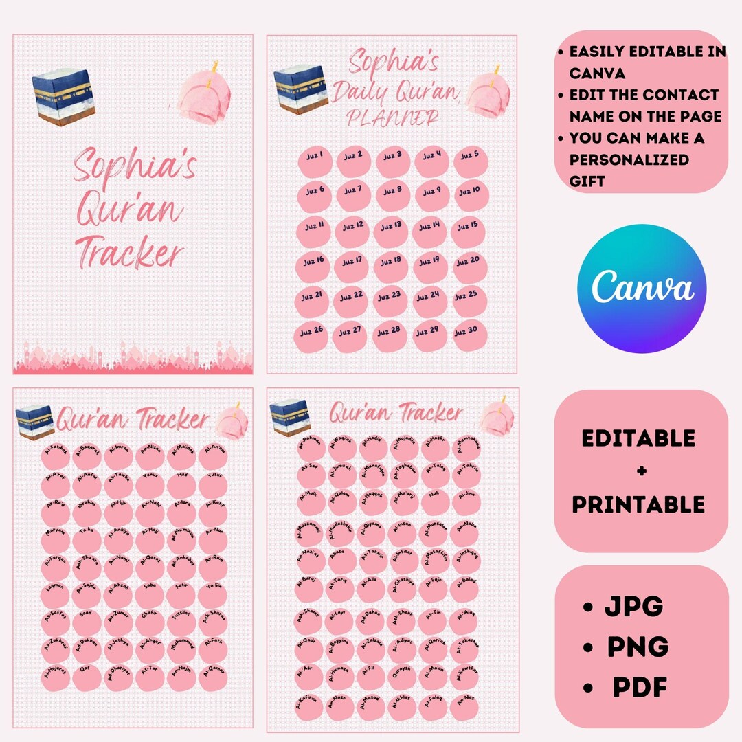 Personalized Quran Tracker, Digital Quran Reading Journal, Islamic Gift ...