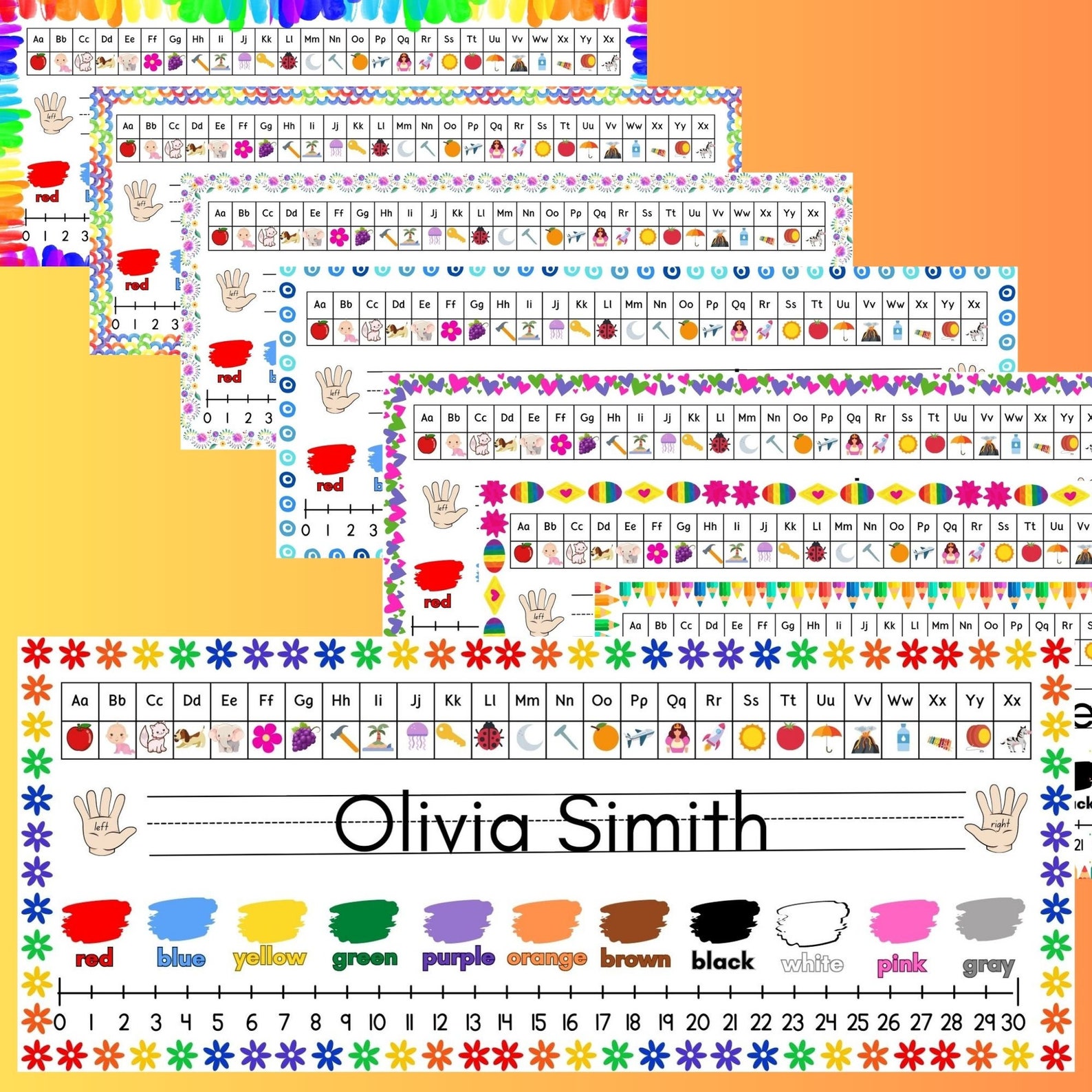 EDITABLE Name Tags.name Plates Rainbow,name Tags for School Editable ...