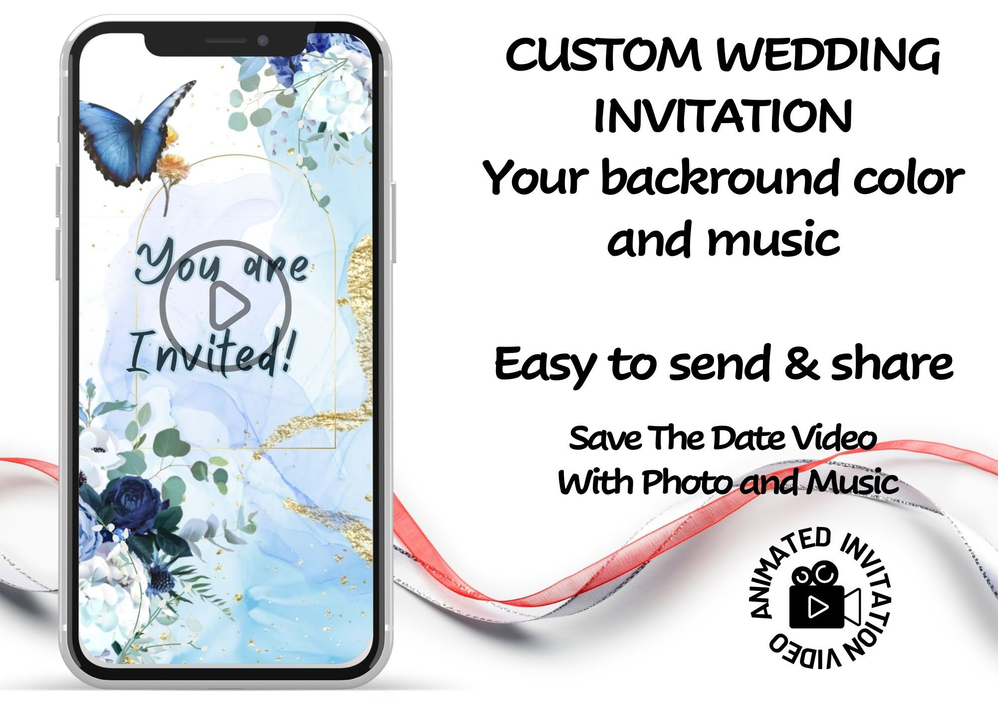 Custom Animated Wedding Invitation Video Personalized Save the Date ...