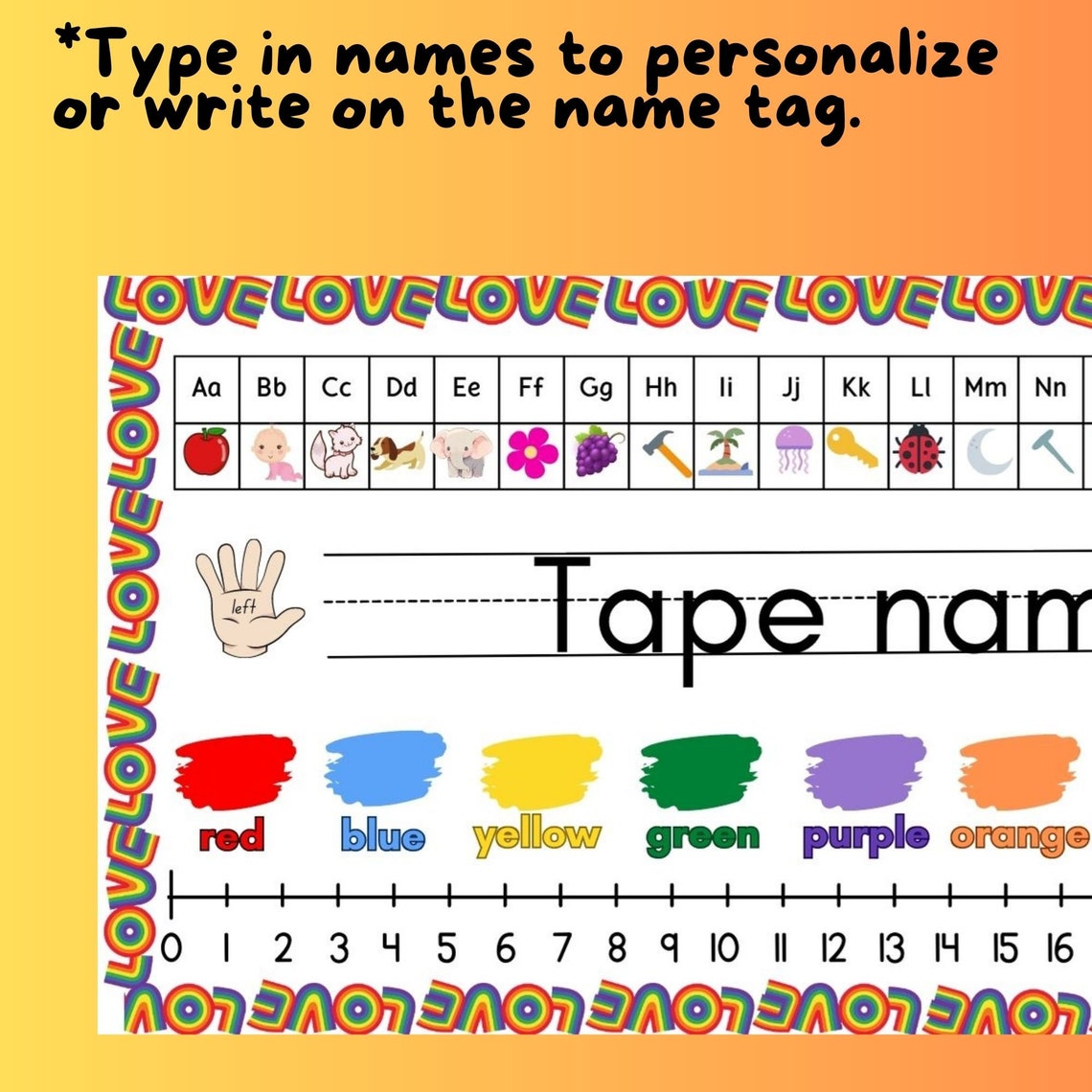 EDITABLE Name Tags.name Plates Rainbow,name Tags for School Editable ...