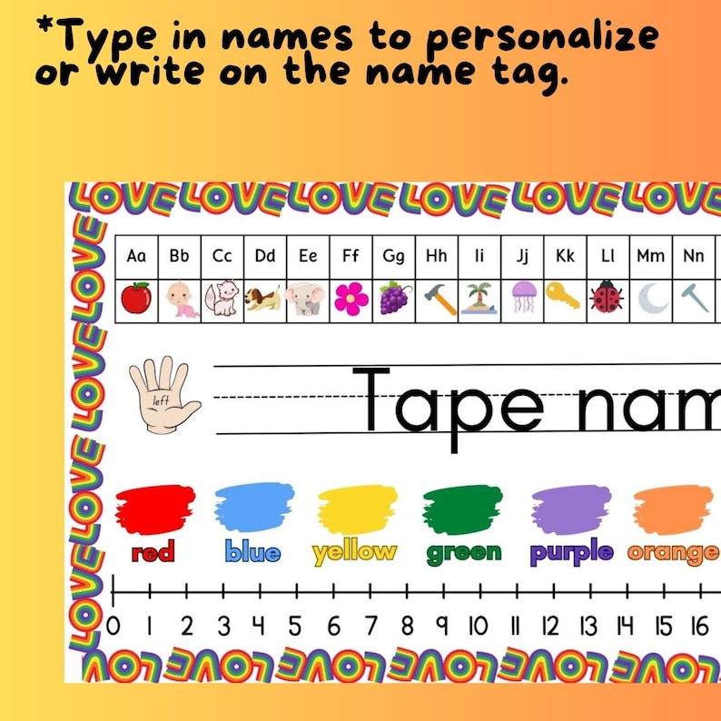 EDITABLE Name Tags.name Plates Rainbow,name Tags for School Editable ...