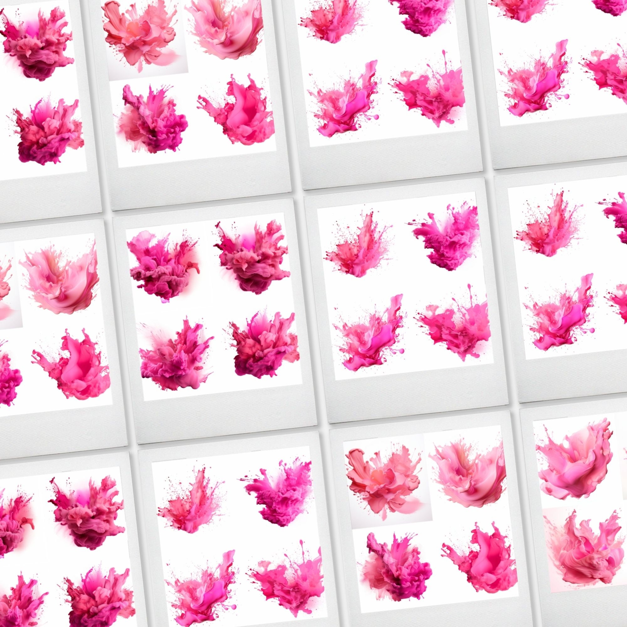24 Shades of Pink Color Splash Clipart - Digital PNG Files,splash ...