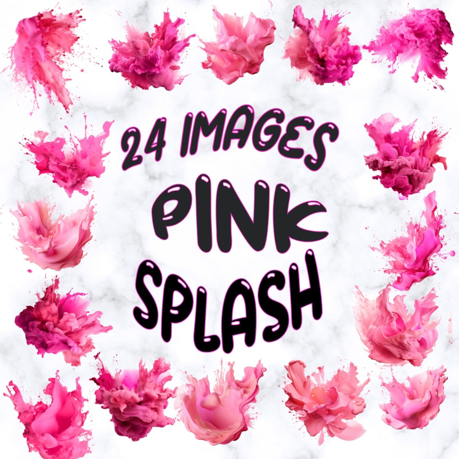 24 Shades of Pink Color Splash Clipart - Digital PNG Files,splash ...