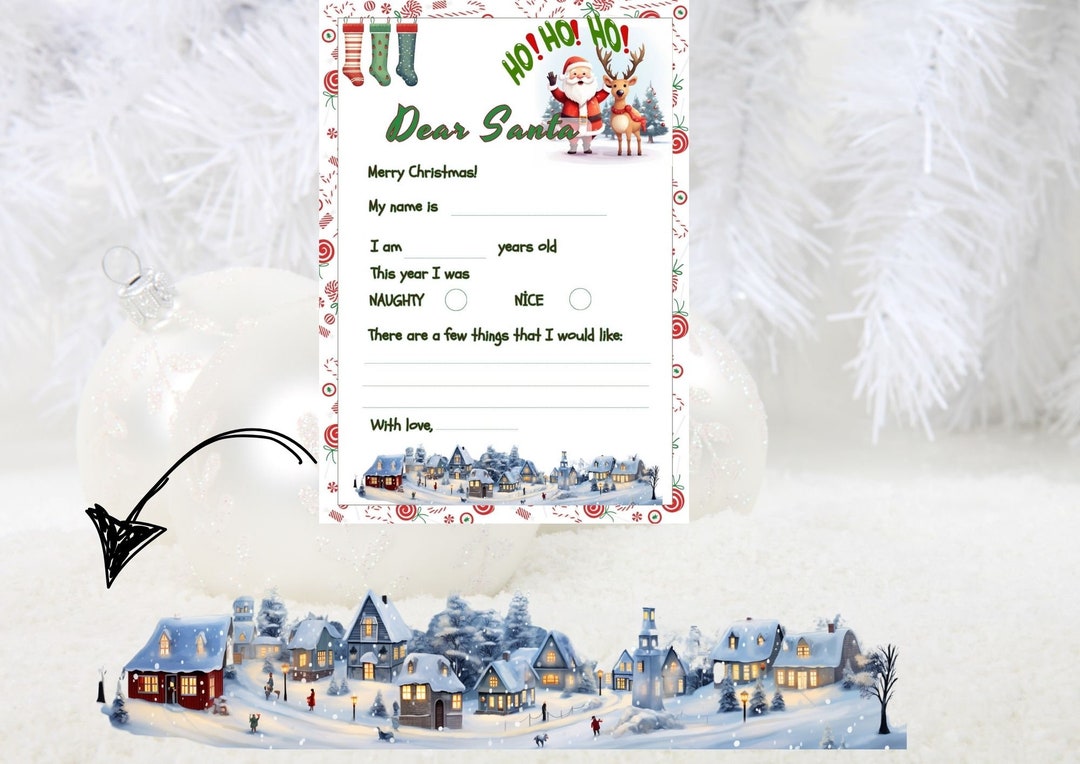 Digital Download Christmas Letter to Santa Printable PDF & JPG Kids ...