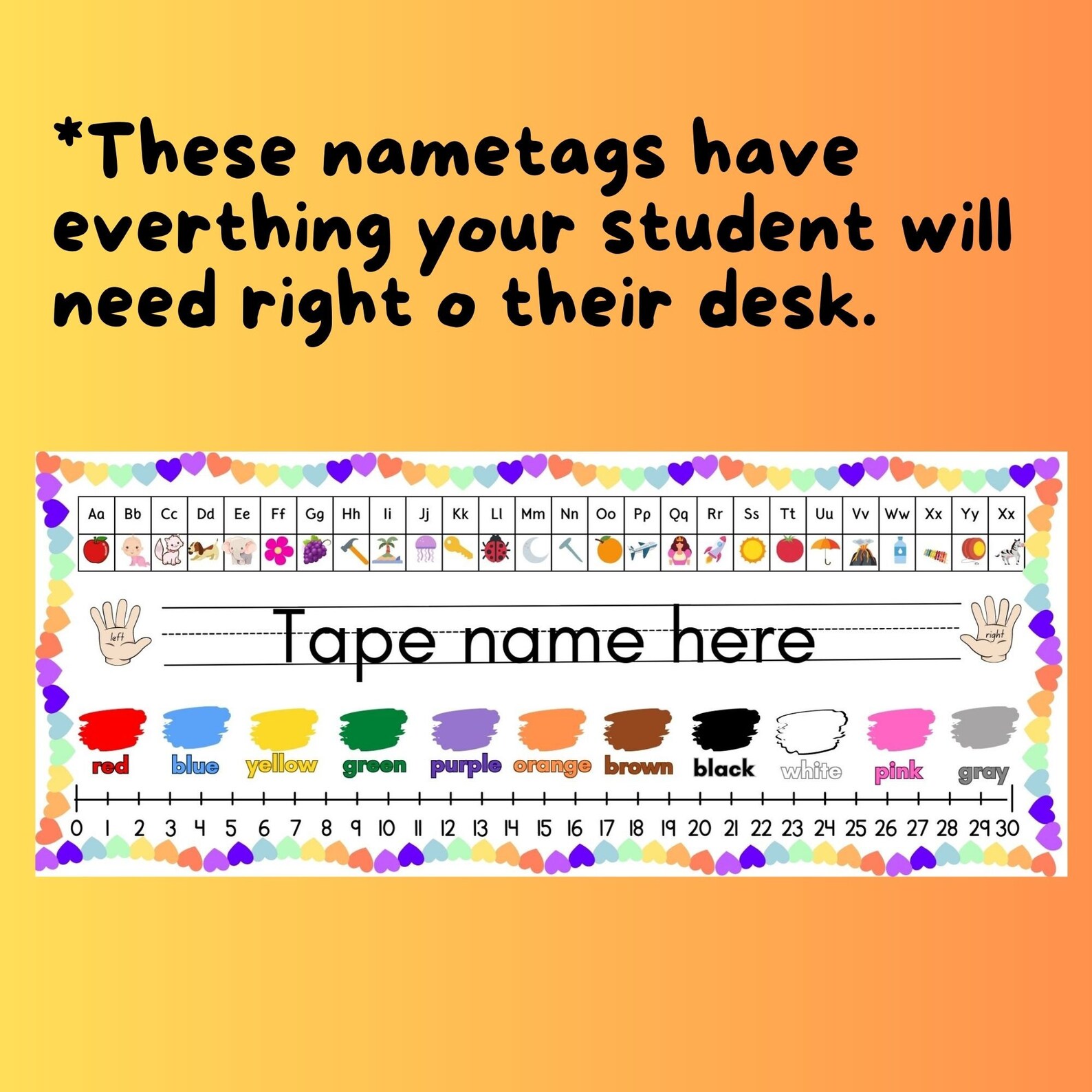 EDITABLE Name Tags.name Plates Rainbow,name Tags for School Editable ...