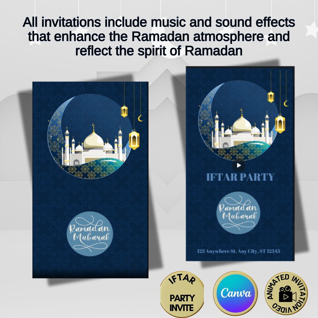 Editable Elegant Iftar Party Video E-invite, Digital Ramadan Iftar ...
