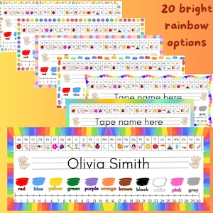 EDITABLE Name Tags.name Plates Rainbow,name Tags for School Editable ...