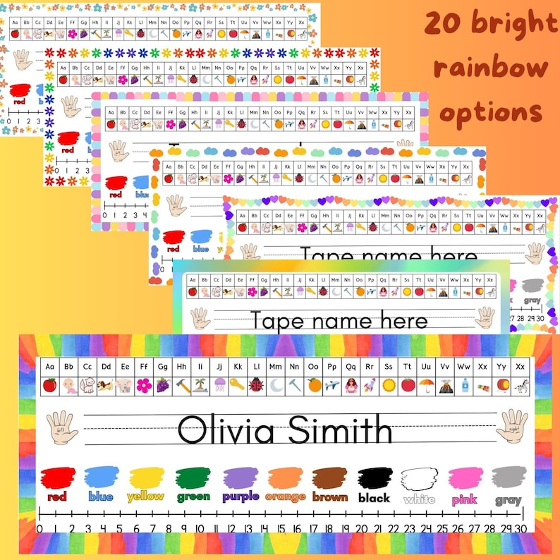 EDITABLE Name Tags.name Plates Rainbow,name Tags for School Editable ...