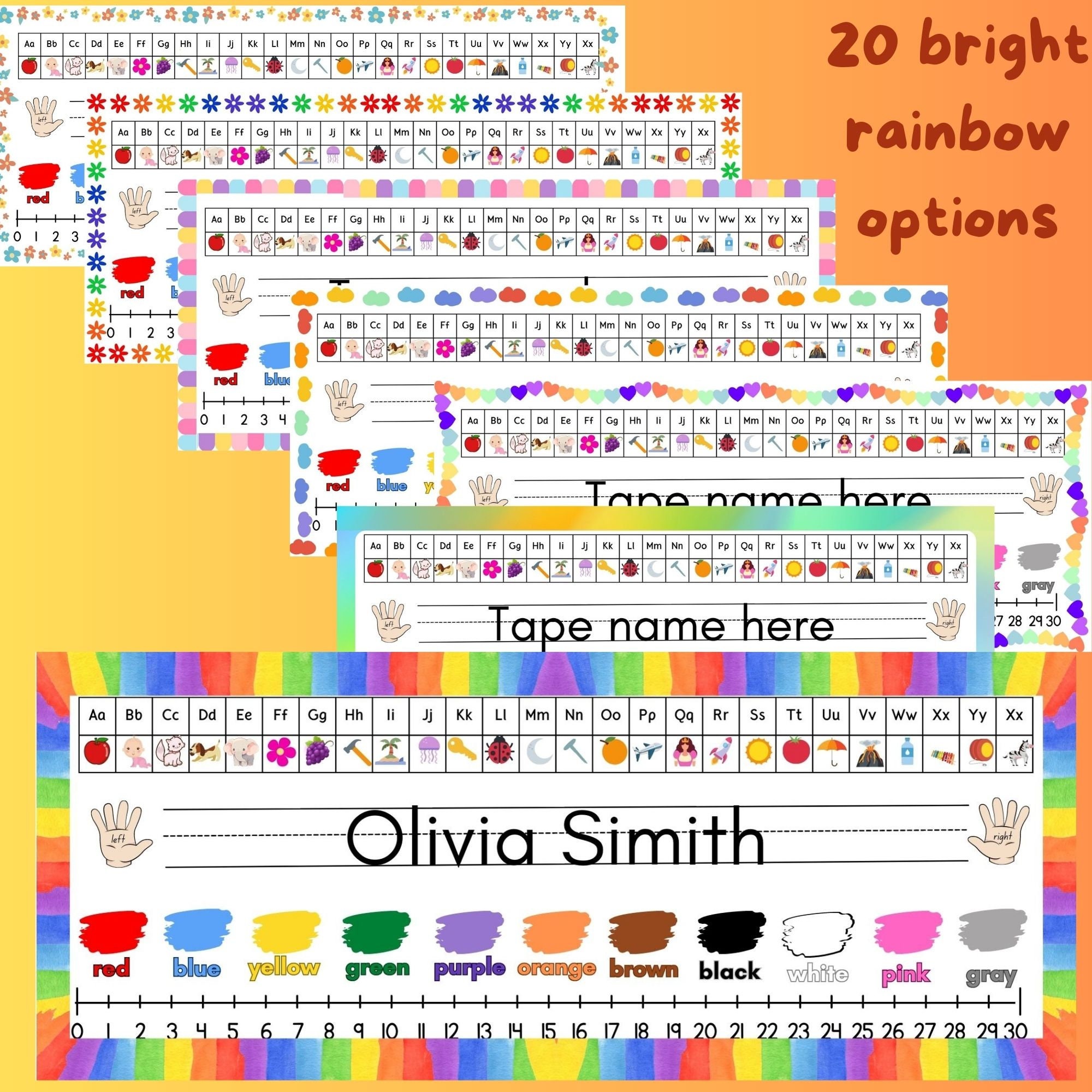 EDITABLE Name Tags.name Plates Rainbow,name Tags for School Editable ...