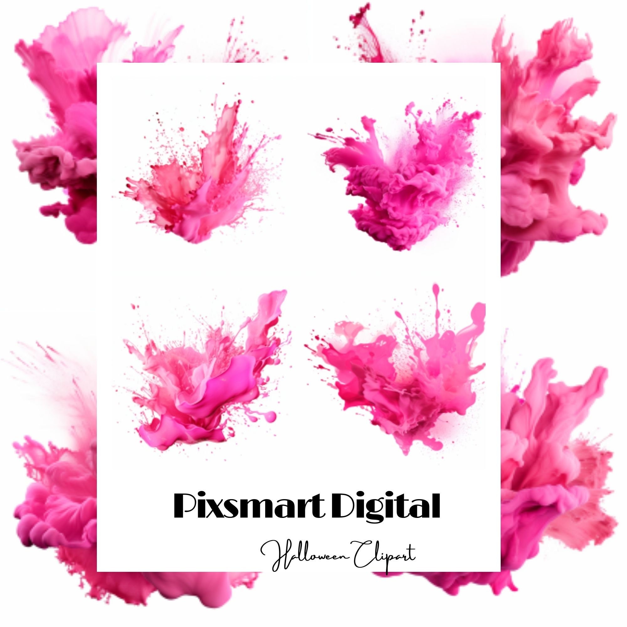 24 Shades of Pink Color Splash Clipart - Digital PNG Files,splash ...