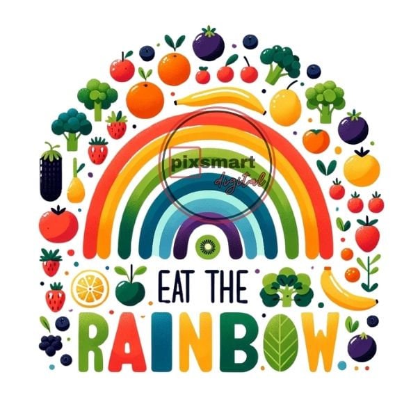 Eat the Rainbow Digital Art, Vibrant Nutrition Education Decor ...