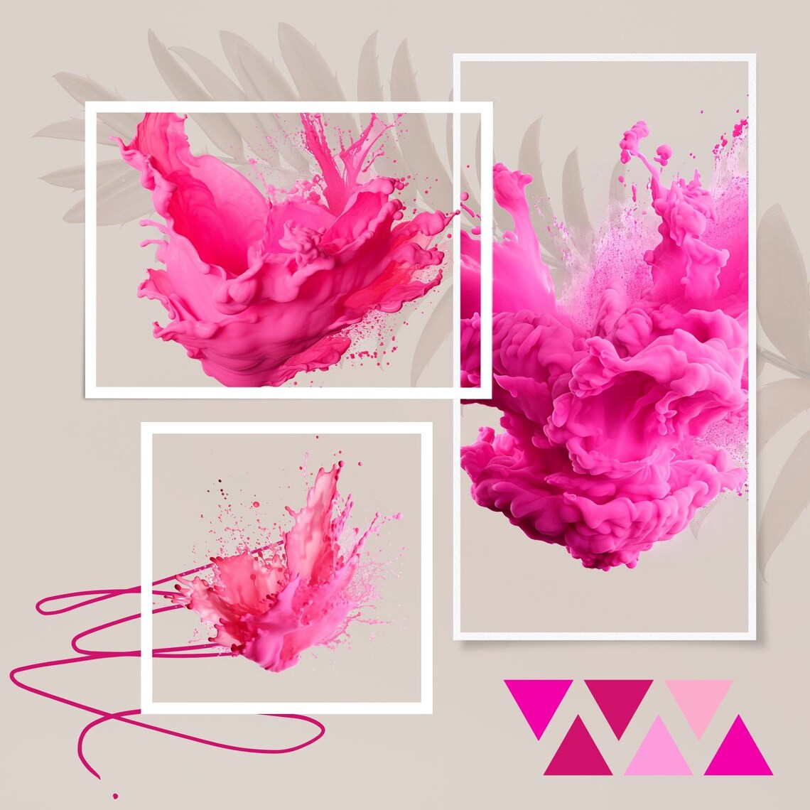 24 Shades of Pink Color Splash Clipart - Digital PNG Files,splash ...