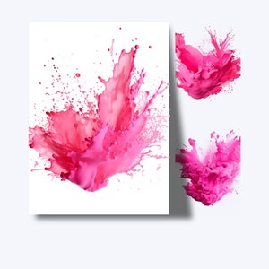 24 Shades of Pink Color Splash Clipart - Digital PNG Files,splash ...