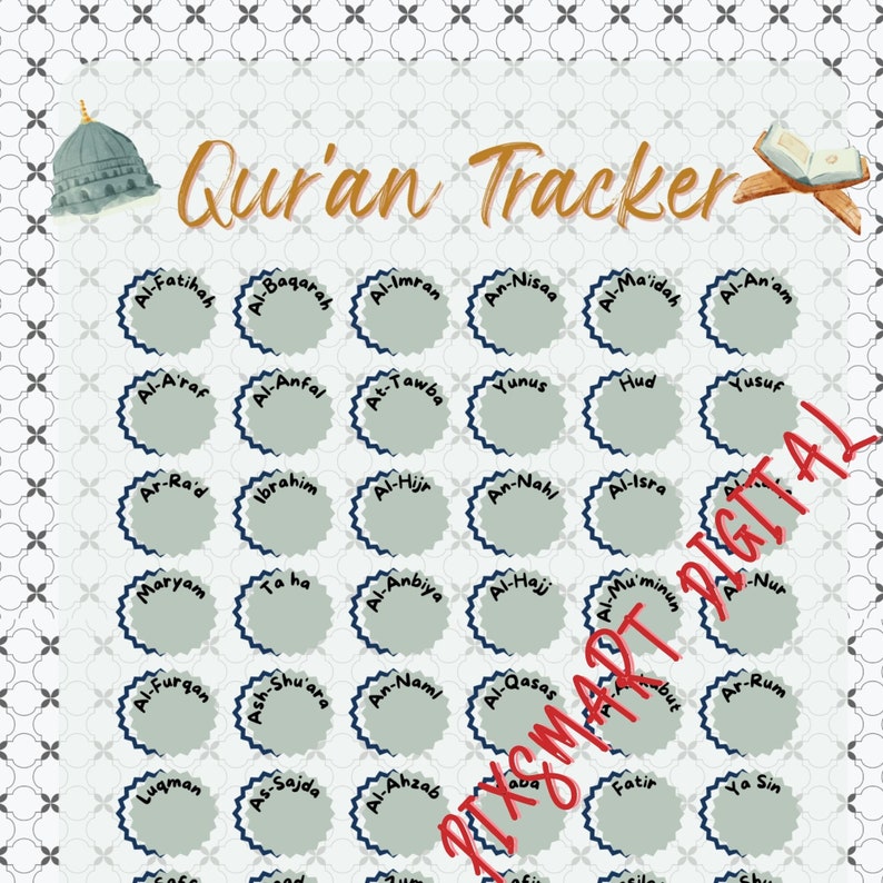 Printable Quran Tracker,juz’amma Tracker, Quran, Islam, Instant ...