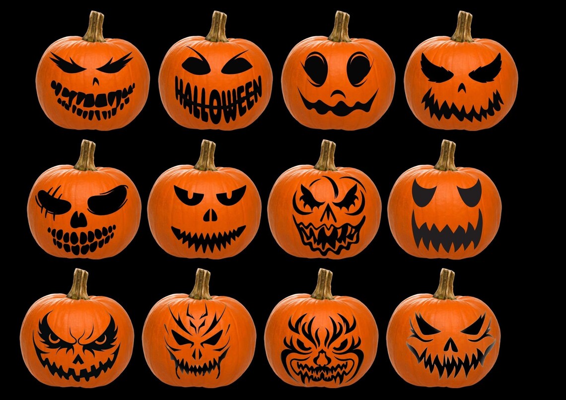 24 Printable Pumpkin Carving Stencils: 48 Pages in A4-sized PDF ...