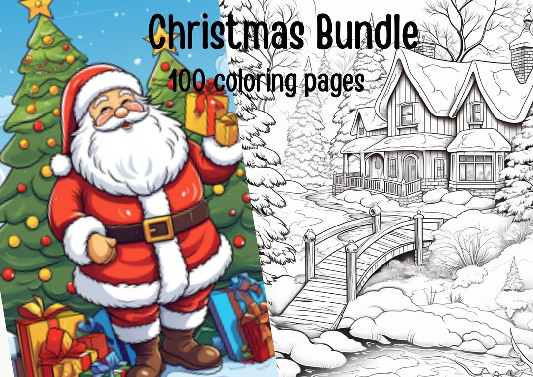 Christmas Coloring Bundle | 100 Printable Pages for Holiday Fun | Ideal ...