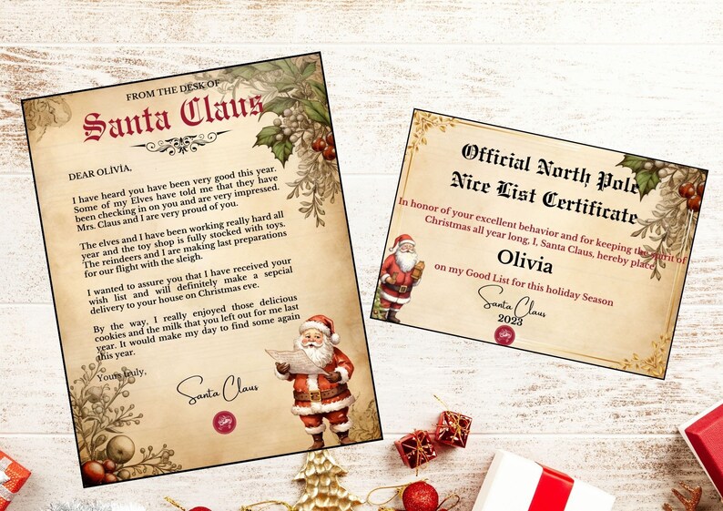 Customizable Santa Letter Kit Editable Personalized Christmas Letter ...