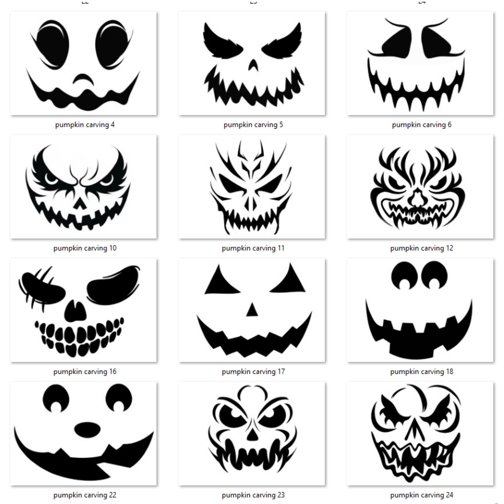 24 Printable Pumpkin Carving Stencils: 48 Pages in A4-sized PDF ...