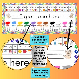 EDITABLE Name Tags.name Plates Rainbow,name Tags for School Editable ...