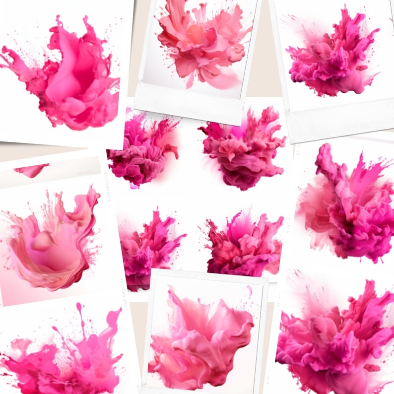 24 Shades of Pink Color Splash Clipart Digital PNG - Etsy