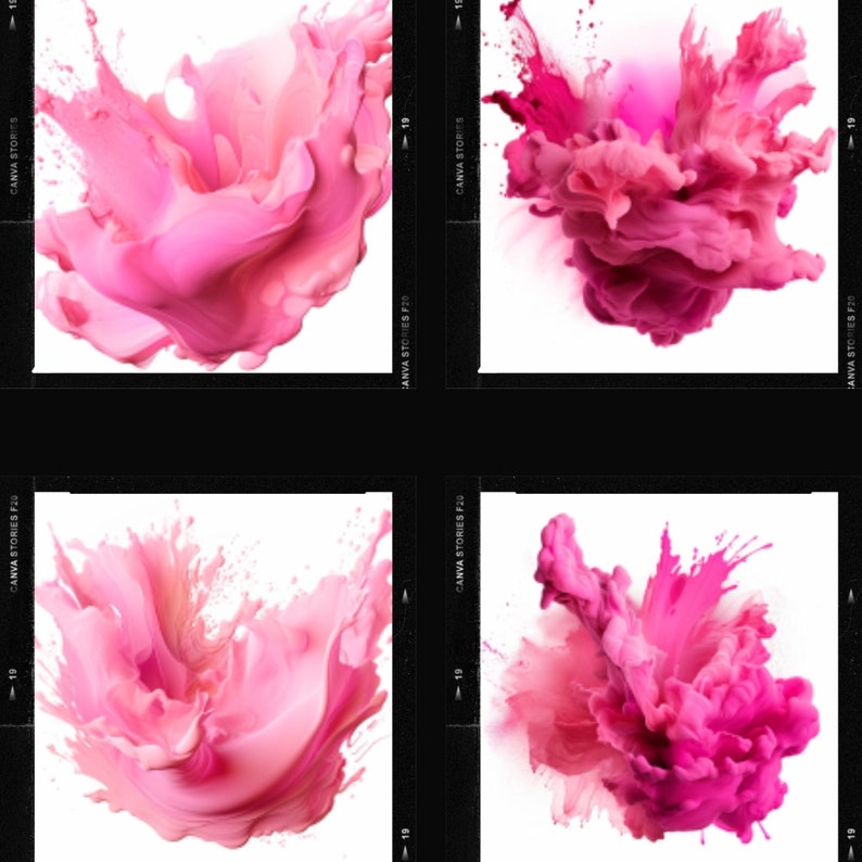 24 Shades of Pink Color Splash Clipart - Digital PNG Files,splash ...