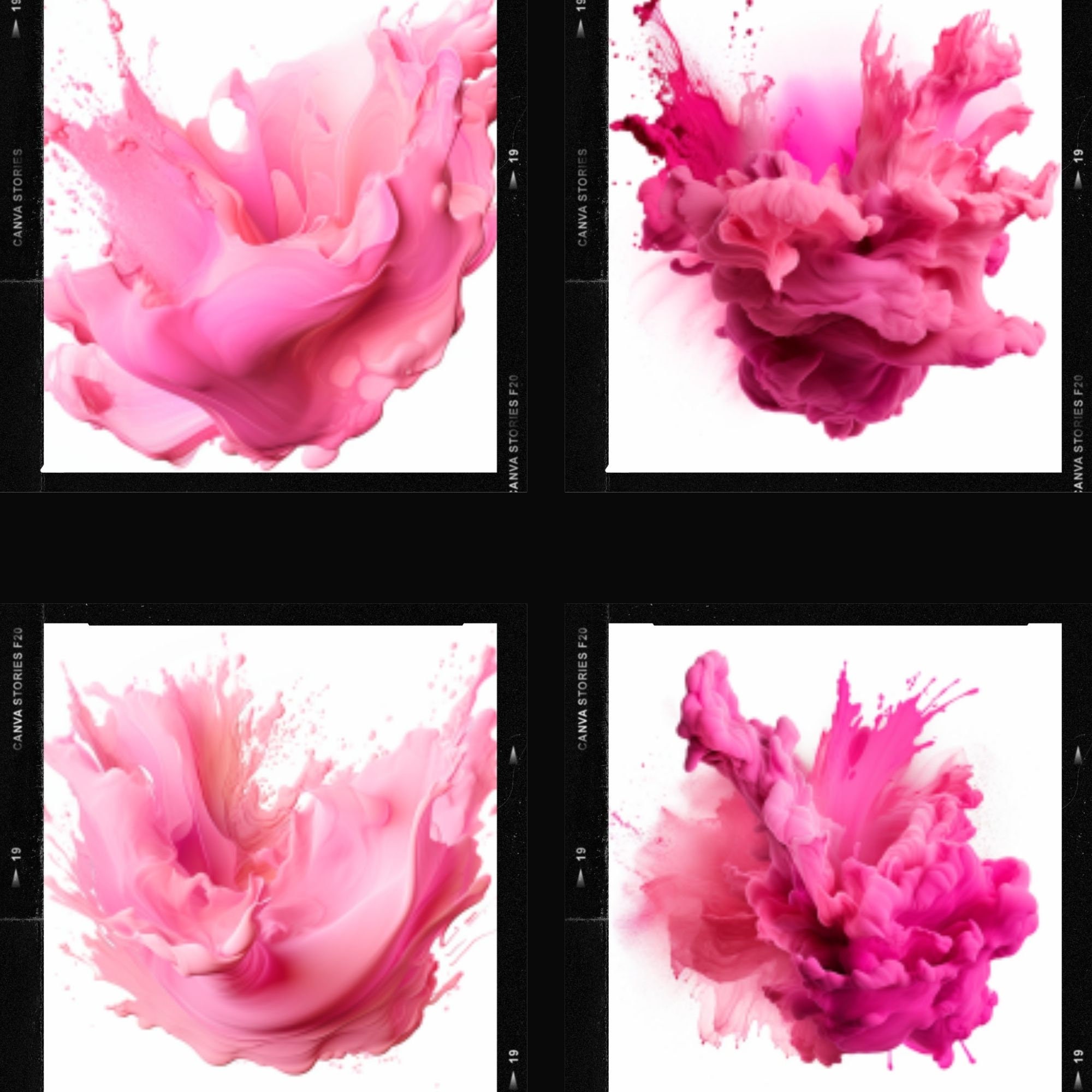 24 Shades of Pink Color Splash Clipart - Digital PNG Files,splash ...