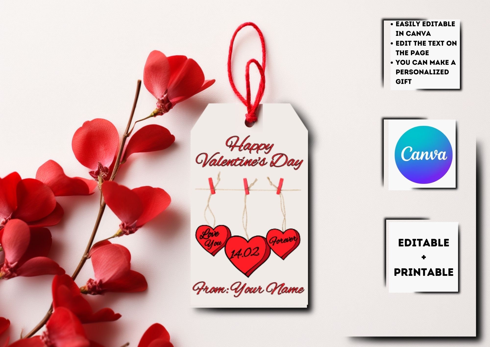 Personalized Valentine's Day Gift Tags - Customizable Heartfelt Love ...