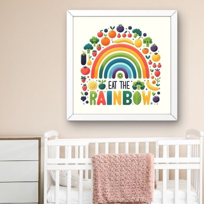 Eat the Rainbow Digital Art, Vibrant Nutrition Education Decor ...